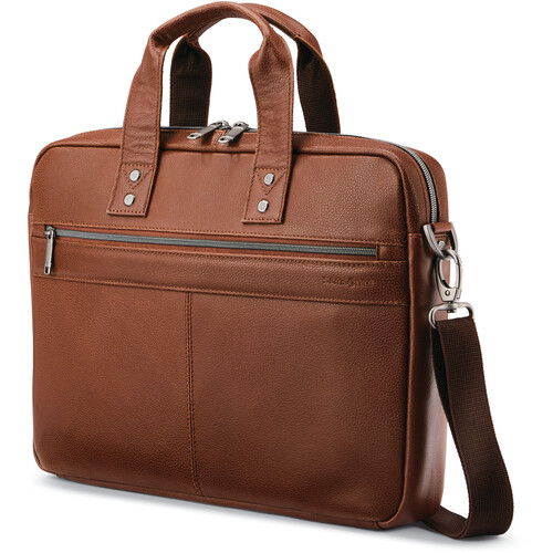 Samsonite Classic Leather Slim Brief (Cognac) 126038-1221 B&H