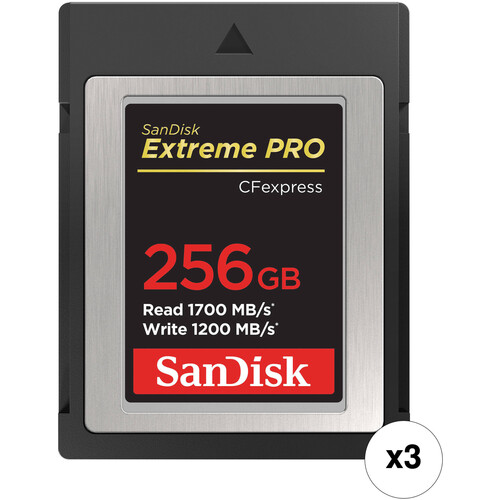 SanDisk 256GB Extreme PRO CFexpress Card Type B (3-Pack) B&H