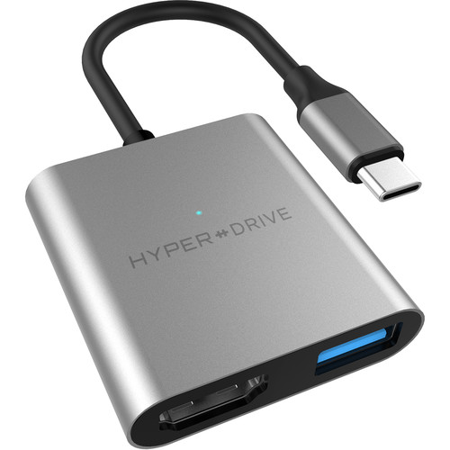 HYPER HyperDrive 4K HDMI 3-in-1 USB Type-C Hub HD259A-GRAY B&H