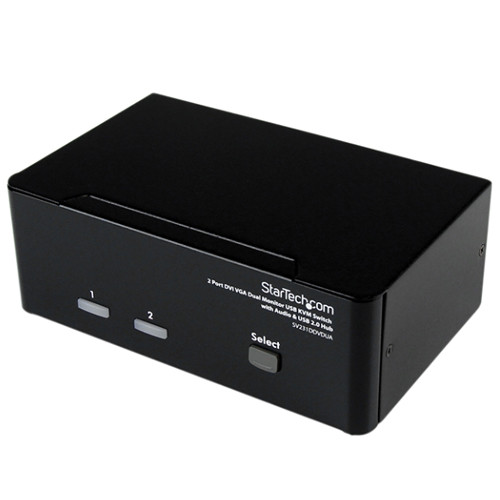 StarTech 2-Port DVI+VGA Dual Monitor KVM Switch SV231DDVDUA B&H