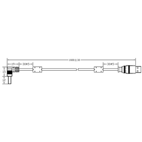 Xenarc USB-A Connector to Right-Angle Barrel CABLE-RA-USB B&H