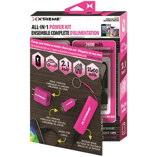 Xtreme Cables All-in-1 Wall / Car Power Charging Kit with 8"