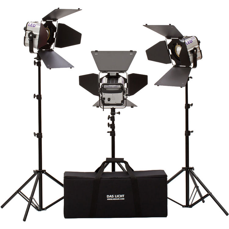 Hedler Profilux LED650 Daylight 3-Light Kit with Stands and