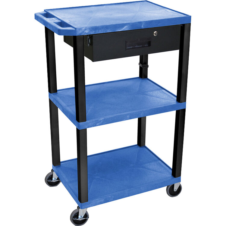 Luxor Three-Shelf Plastic Utility Cart 42" UCPL1BU-B-WTD B&H